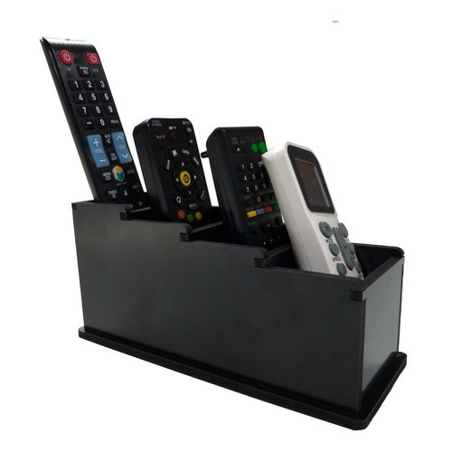 Porta Controle Remoto Tv Sala Mdf Preto Black 4 Divisórias | Shopee Brasil