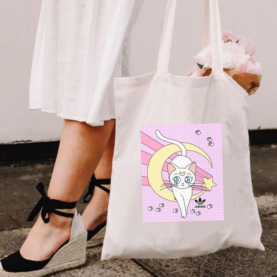 sacola ecobag com ziper Sailor Moon gatinha bolsa | Shopee Brasil