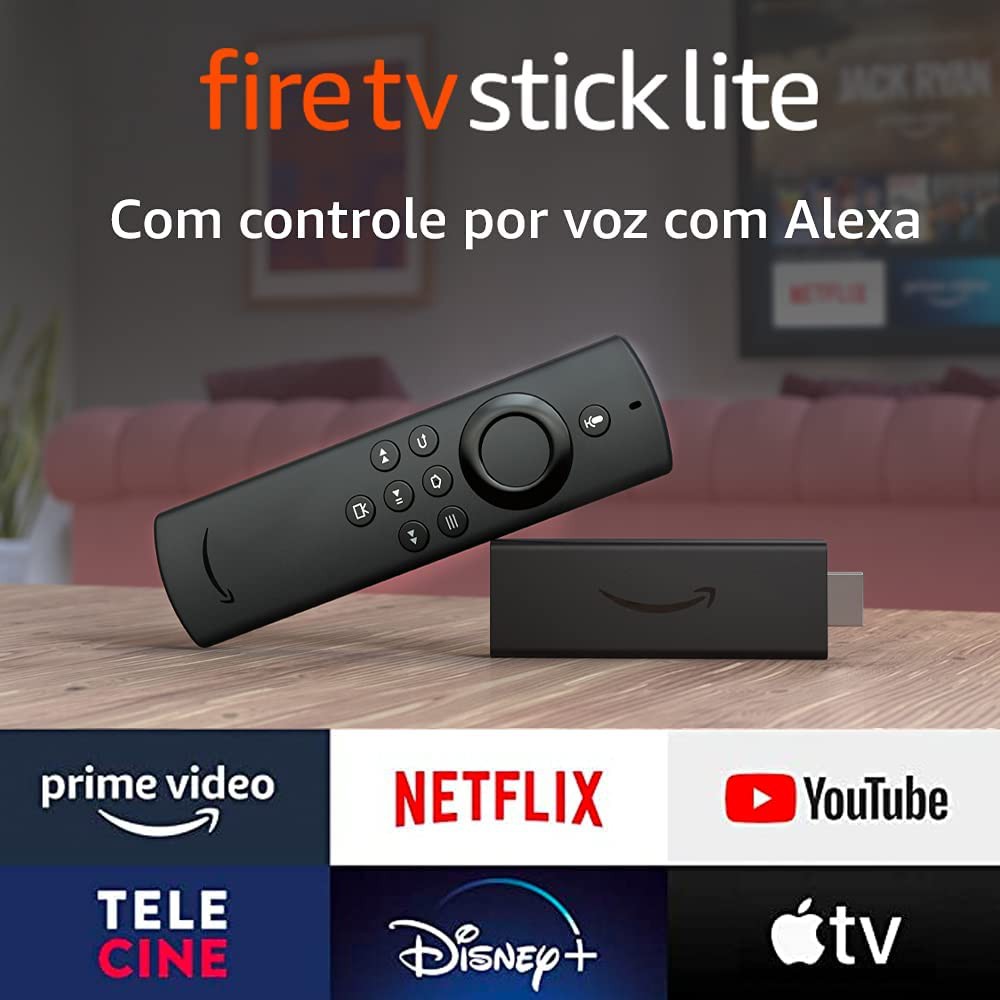 Fire TV Stick Lite Amazon Full HD com Controle Remoto Lite por Voz com ...