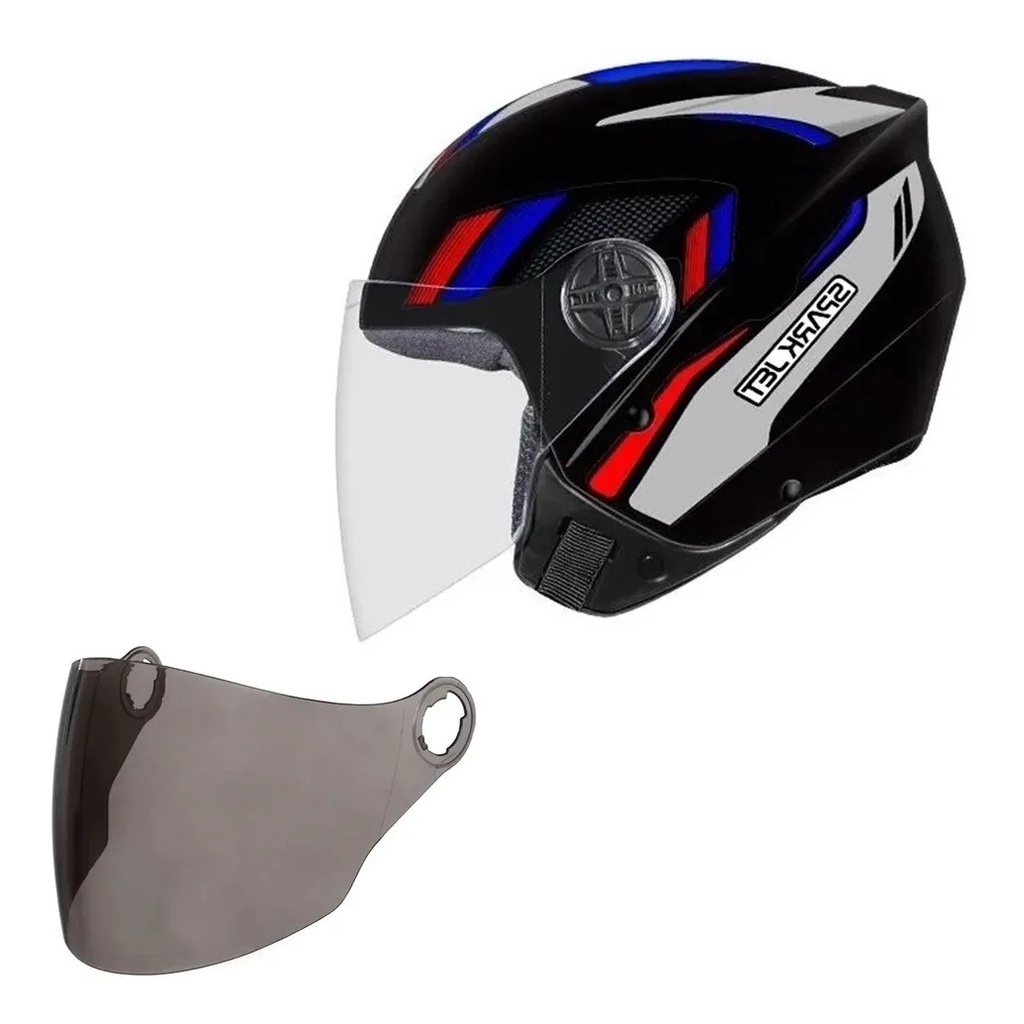CAPACETE ABERTO EBF JET STING PRETO E PRATA + VISEIRA FUME | Shopee Brasil