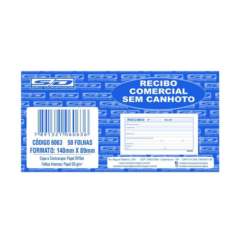 Bloco recibo comercial sem canhoto 20 blocos c/50 Folhas | Shopee Brasil