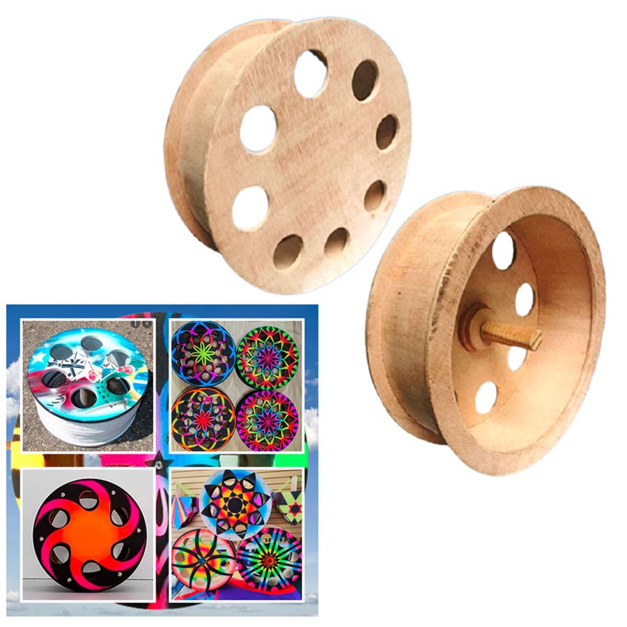 Carretilha Linha Pipa Madeira Compensado C/rolamento Simples 15 ...