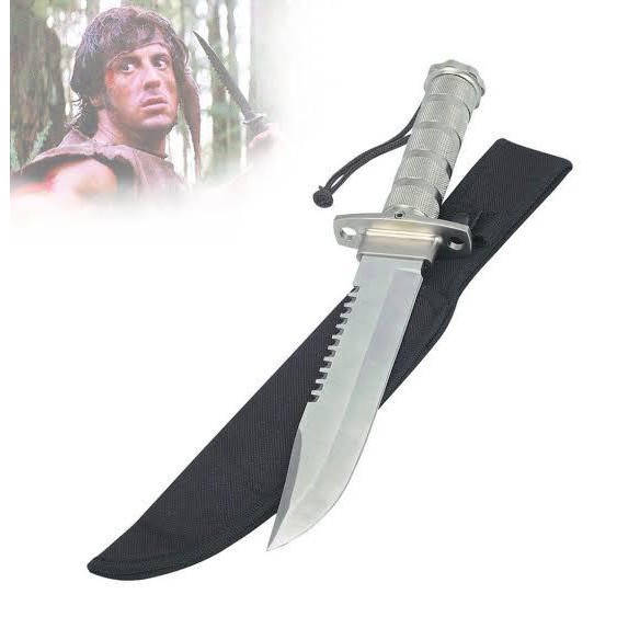 Faca Rambo Tática Militar Sobrevivência Lamina Serrilhado | Shopee Brasil