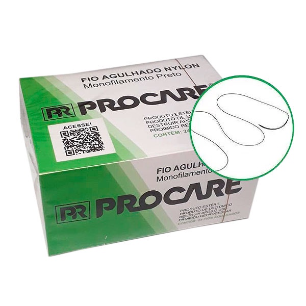 Fio Agulhado Sutura Monofilamento Nylon Preto 4-0 2,0cm 3/8 45cm Com 24 ... Fio Agulhado Sutura Monofilamento Nylon Preto 4-0 2,0cm 3/8 45cm Com 24 ...