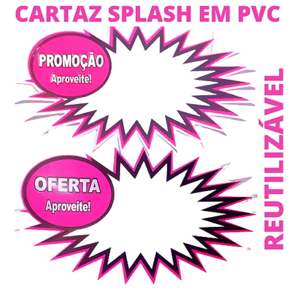 Kit 10 Cartazes De PreÇo Splash PromoÇÃo Oferta Em Pvc ReutilizÁveis