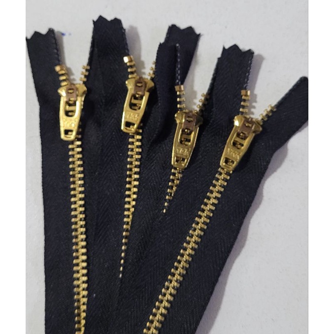 Kit 10 unidades Ziper Metal Dourado Fixo YKK - 10cmm | Shopee Brasil