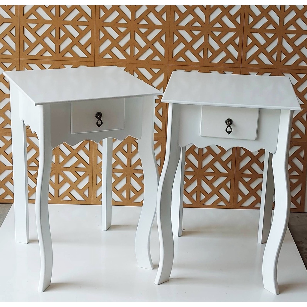 Par de Mesa de cabeceira mdf branco. | Shopee Brasil