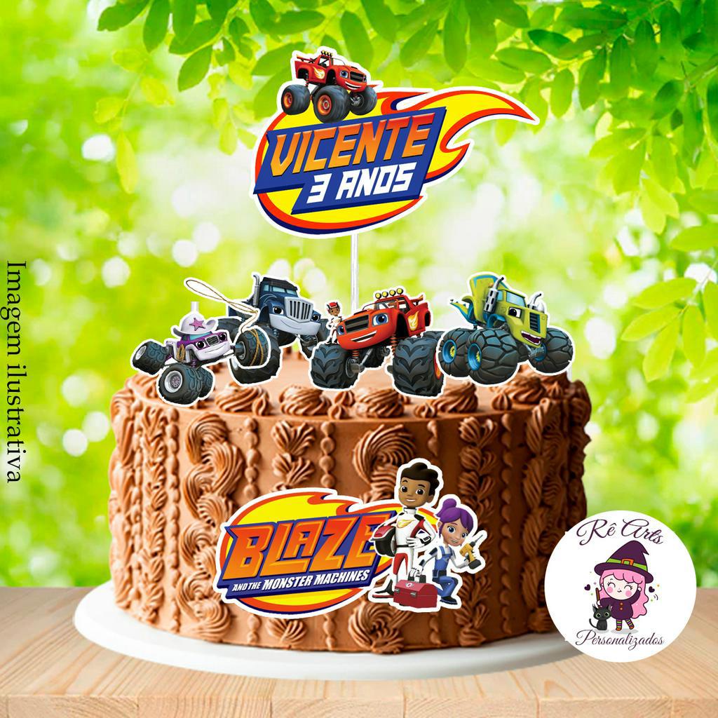 Topo de Bolo blaze and the monster machines Topper Cake | Shopee Brasil