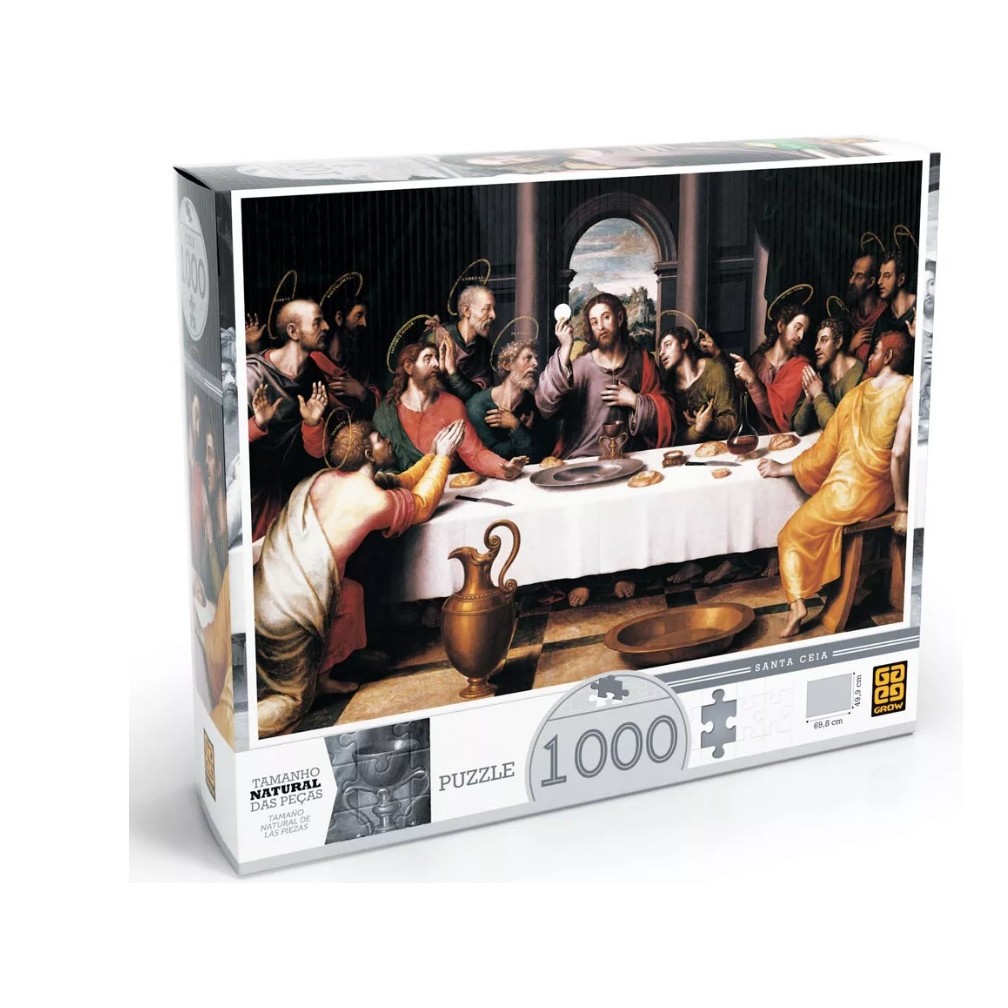 Puzzle 1000 peças Santa Ceia Grow Produto Brasileiro | Shopee Brasil