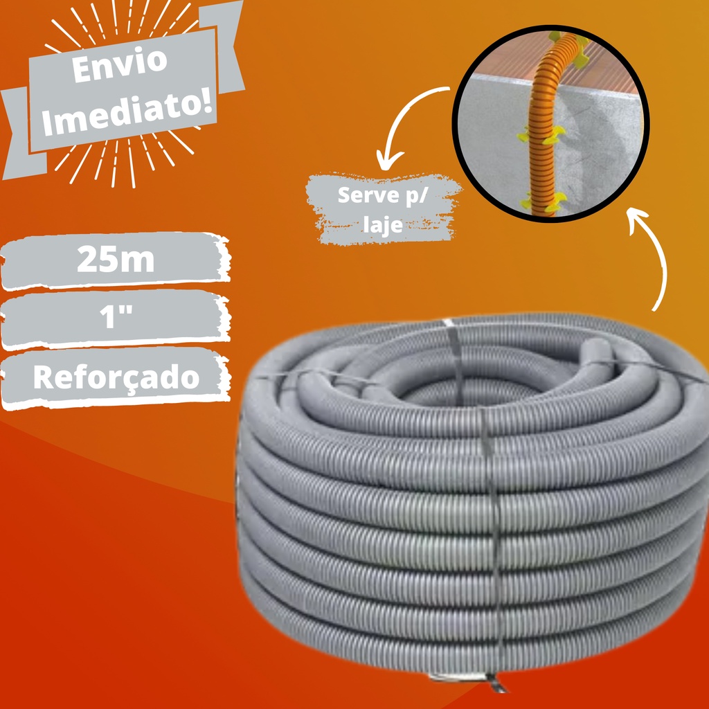 Conduíte Corrugado 1" Reforçado 25m Cinza - Escorrega o Preço