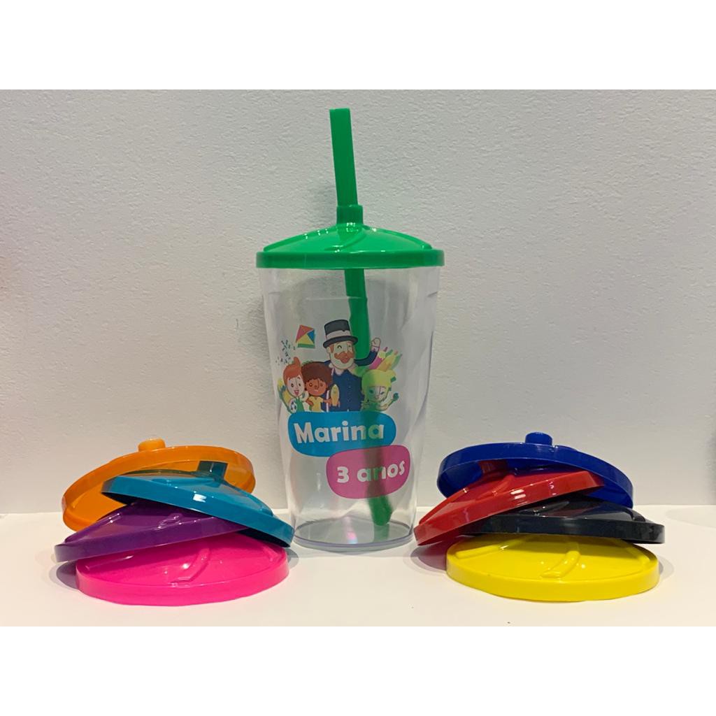 Kit C/ 60 Copos Twister Shake Personalizados 500ml C/tampa e canudo ...