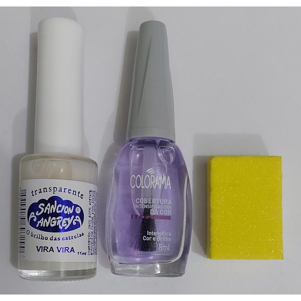 Kit 1 esmalte VIRA VIRA 1 esmalte EXTRA BRILHO Colorama e 1 mini Bloco Polidor para unha ...