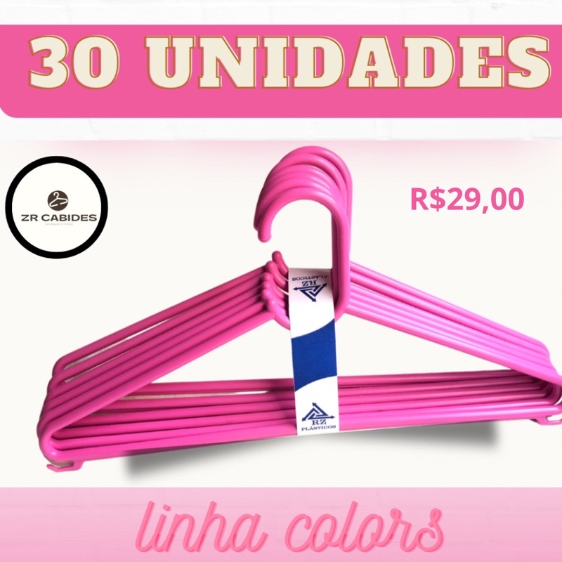 Cabide de Roupa Pink kit com 30 unidades | Shopee Brasil