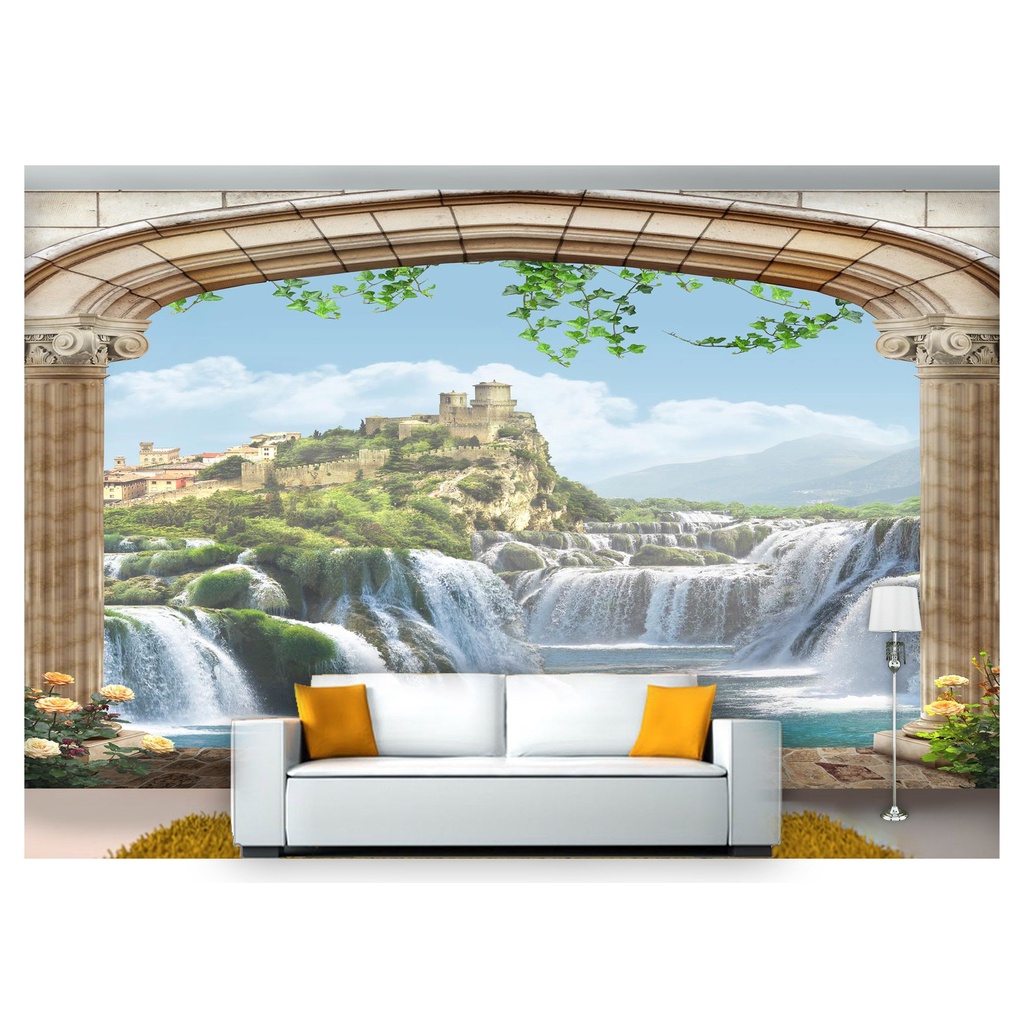 papel de parede Paisagem Digital Cachoeira 3D 6m² DAV12 | Shopee Brasil