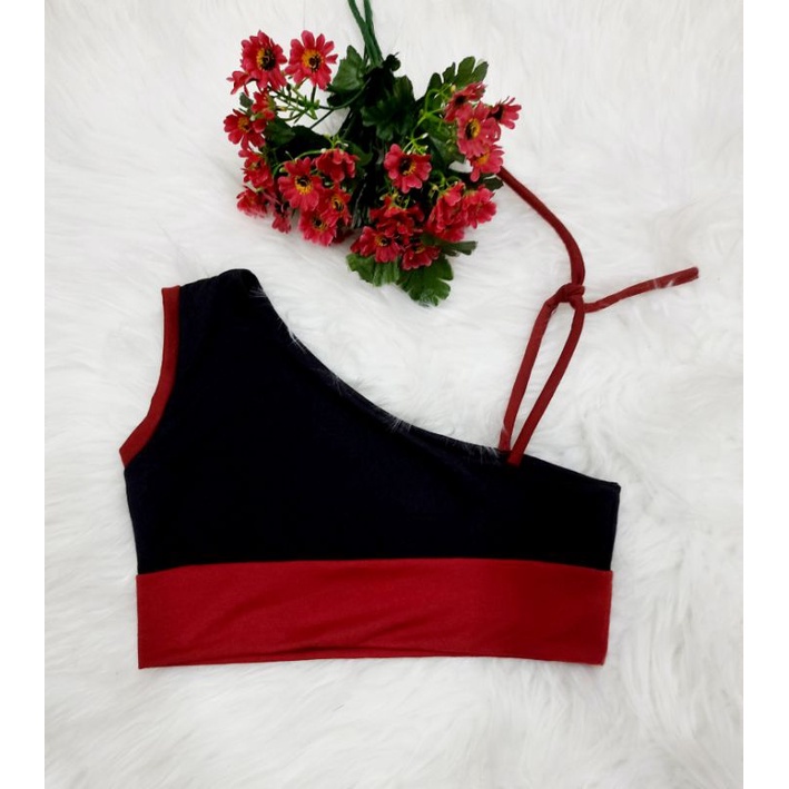 5 unidades de Cropet um ombro de amarra Malha Feminino | Shopee Brasil