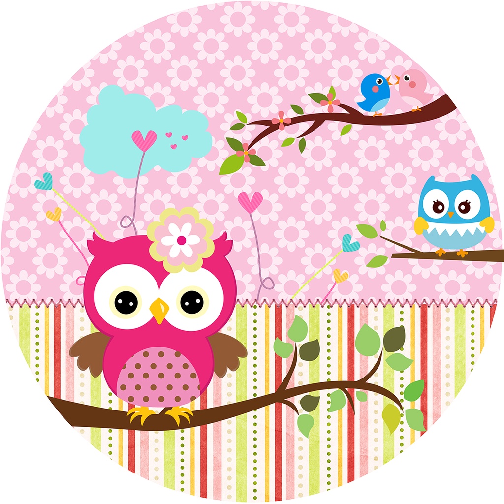 Painel Redondo Tecido Sublimado C/elástico Corujinha REF 02 | Shopee Brasil