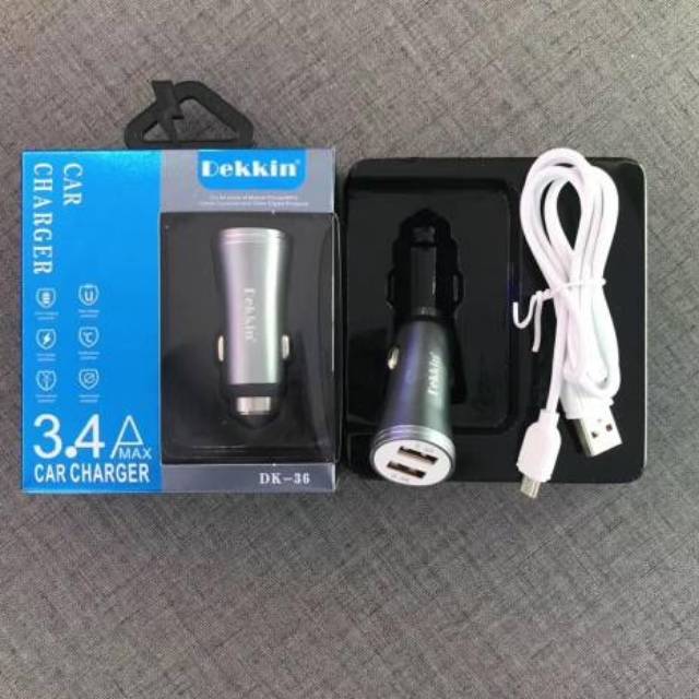 Carregador De Carro/Viagem ORIGINAL 3.4A 2USB DEKKIN | Shopee Brasil