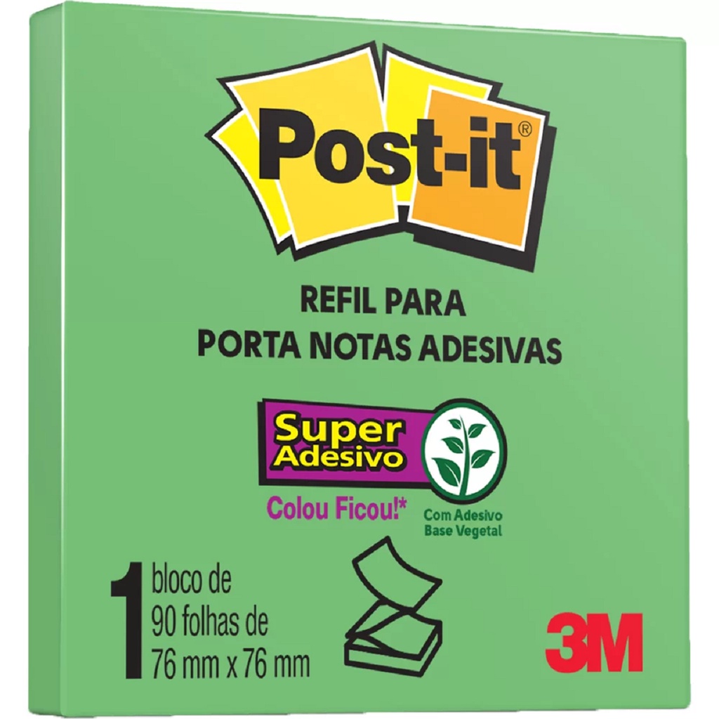 Bloco de Recado Auto Adesivo 76x76mm Verde Limão Post-it 3M | Shopee Brasil
