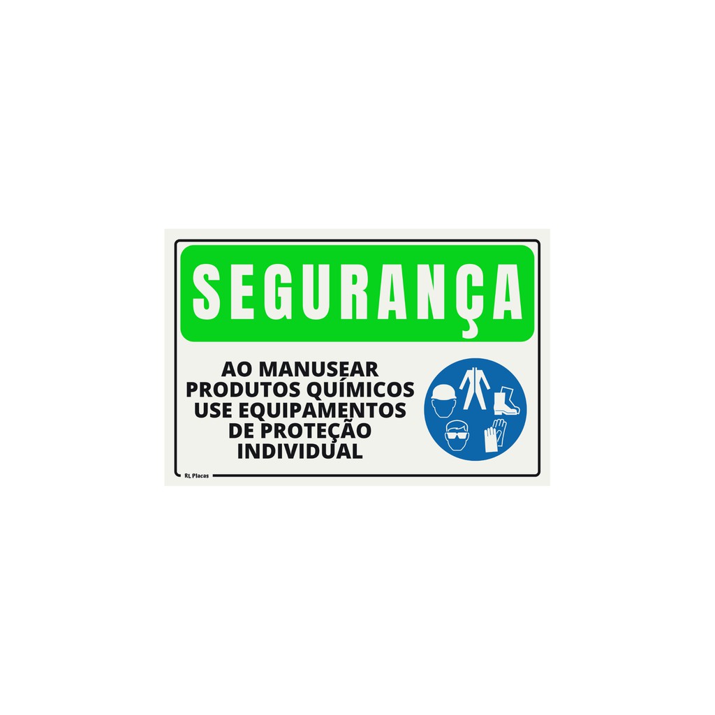 Placa de Sinalização Segurança Ao Manusear Produtos Químicos Use EPI ...