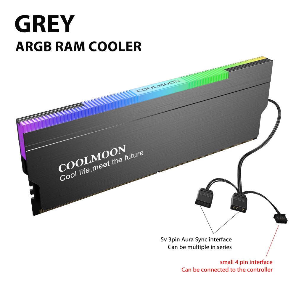 COOLMOON RAM cooler RGB 5V 3PIN ARGB AURA SYNC De Refrigeração Do ...