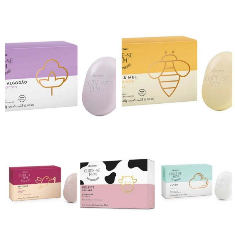 Cuide-Se Bem sabonete em barra Quinteto 5un de 80g cada Boticário ...