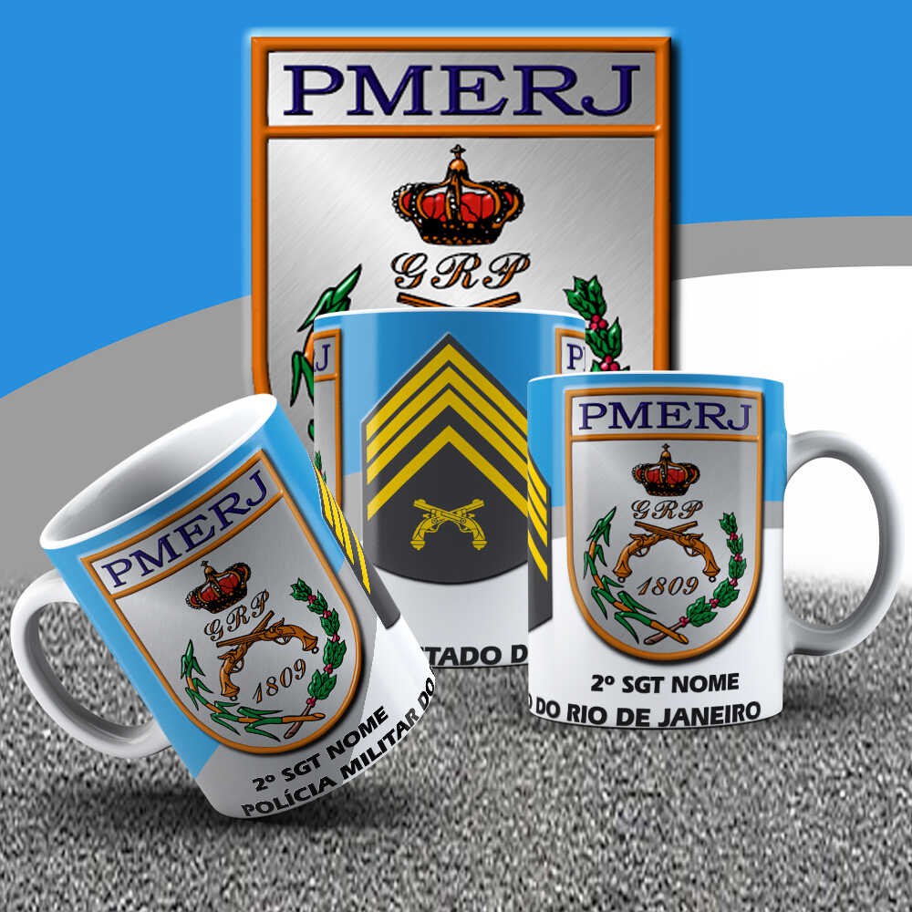 Caneca Pmerj - Polícia Militar - Com Divisa 2º Sgt E Nome | Shopee Brasil