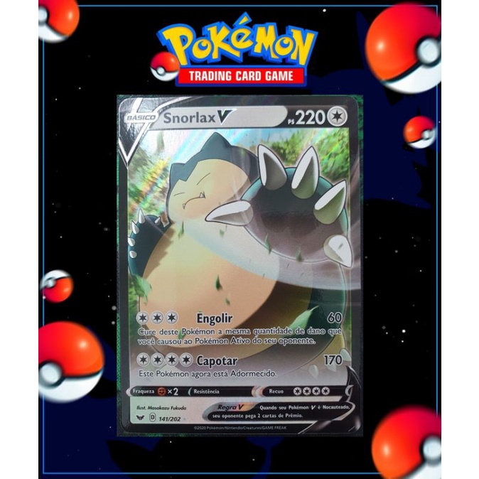 Carta POKÉMON SNORLAX V N°141/202 - ORIGINAL COPAG | Shopee Brasil