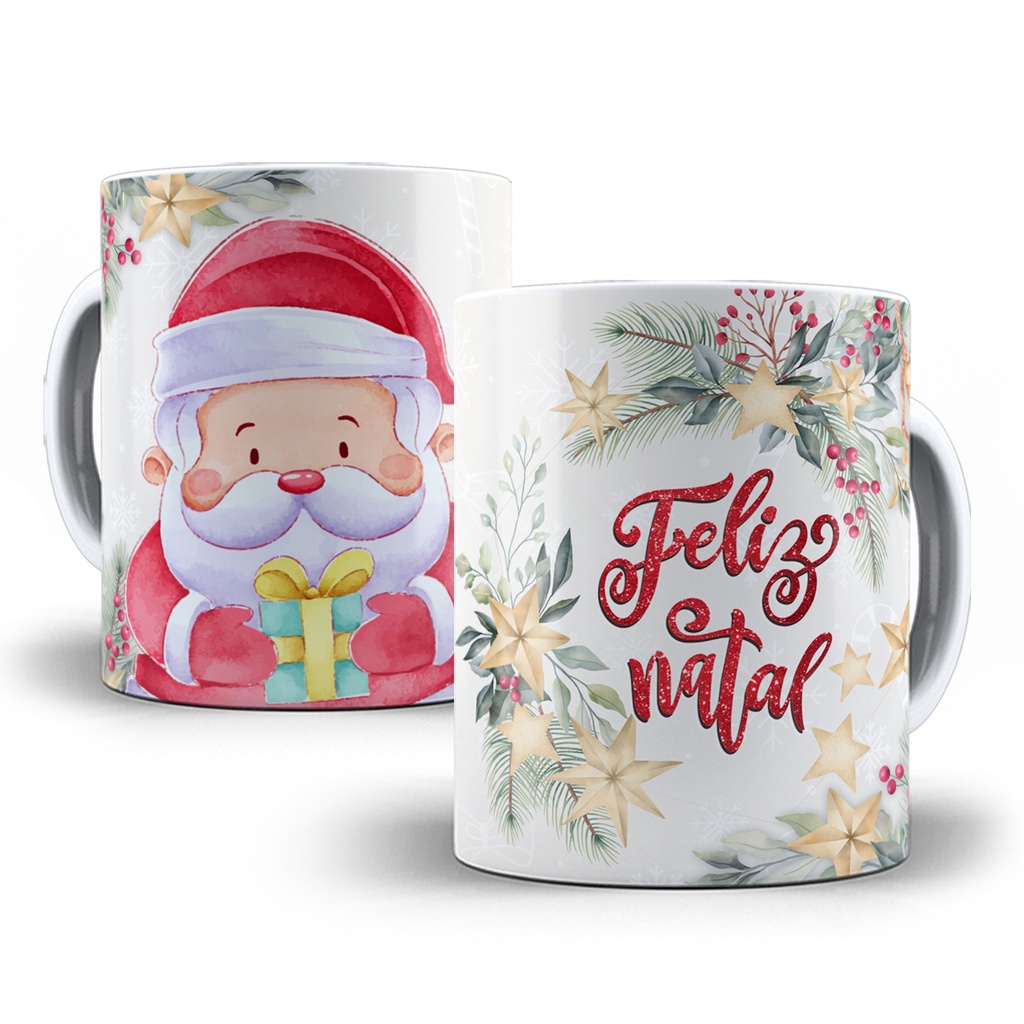 Caneca Natal Papai Noel Porcelana Personalizada Modelo 1 | Shopee Brasil