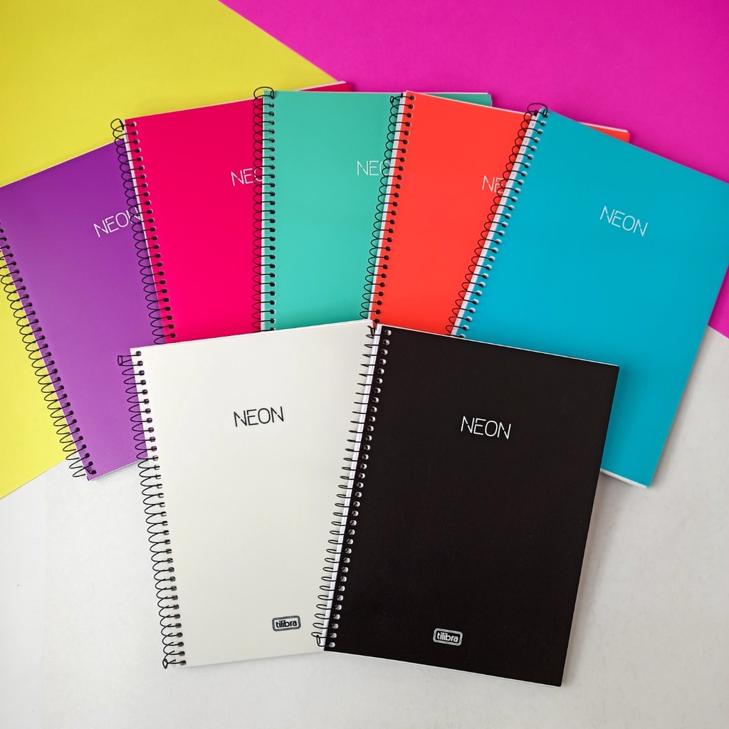 Caderno Universitário Espiral Neon 80 Folhas Pautadas 20 x 28 cm ...