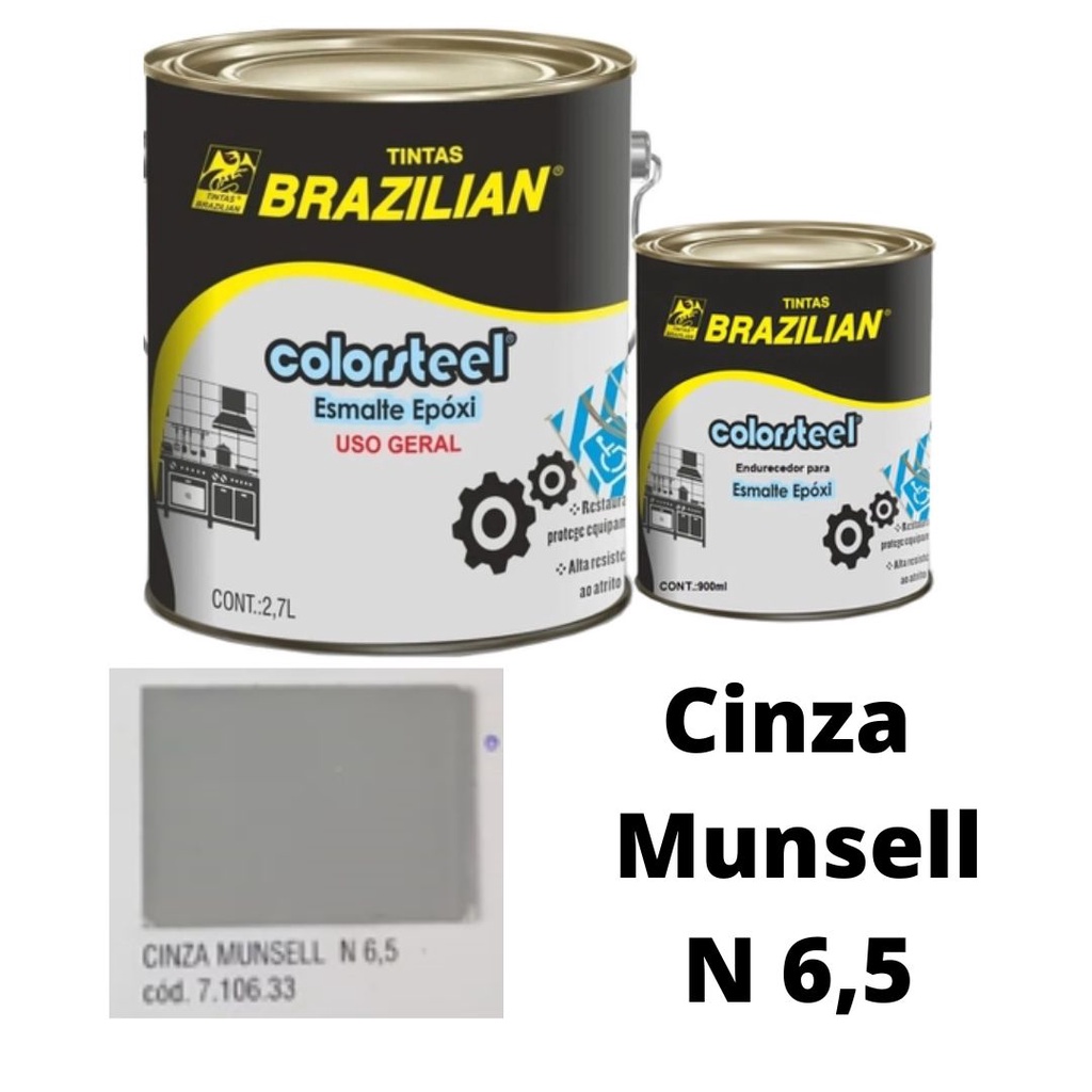 Tinta Esmalte Epóxi Colorsteel Brazilian Cor Cinza Munsell N 6,5 2,7L ...