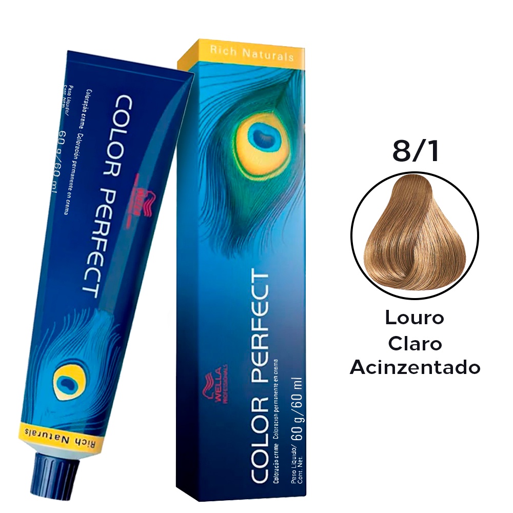 Wella Color Perfect 8/1 Louro Claro Acinzentado 60g | Shopee Brasil