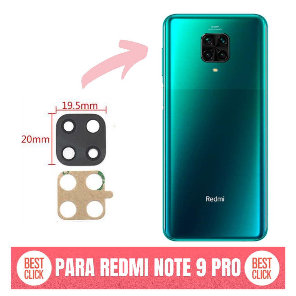 Lente De Vidro Para Câmera Traseira REDMI NOTE 9 PRO Vidro Vidrinho Câmera Traseira - GARANTIA ...