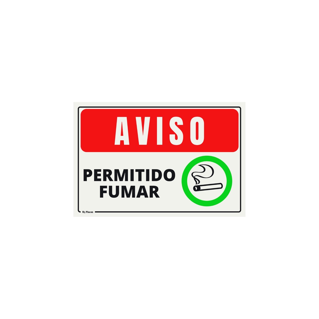 Placa Sinalização Aviso Permitido Fumar - Pictograma - Vermelha 20x30 ...