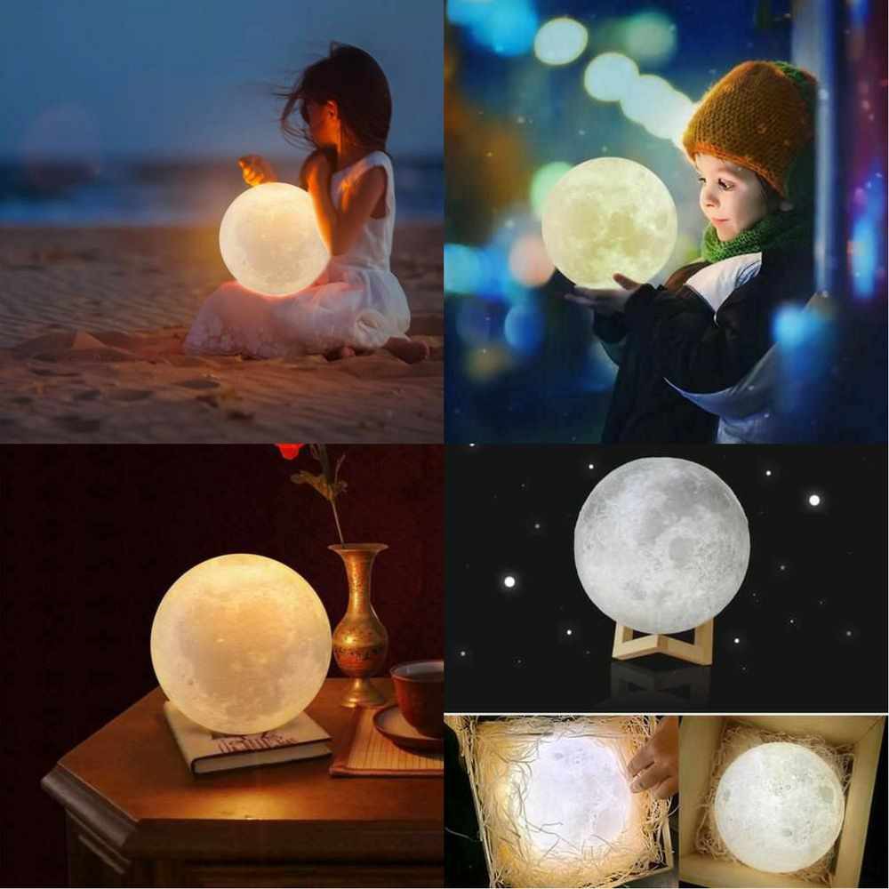 Luminária Lua Cheia 3d Abajur muda cor controle remoto 18cm 16 Cor Bateria recarregavel | Shopee ...