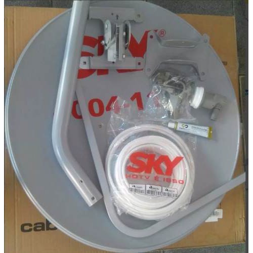 Antena TV Banda ku 60cm + 20M Cabo Coaxial RG6 + Lnb simples + 2 Conector - Mini Parabolica ...