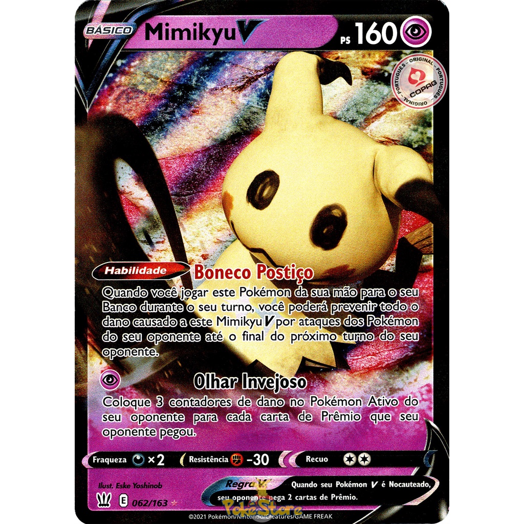 Carta Pokemon Mimikyu V Português 062/163 Card Original Copag - Estilos ...