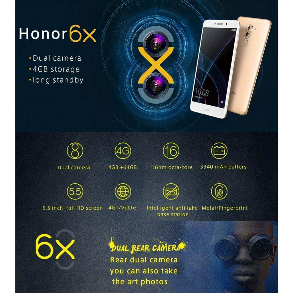 Huawei Honor 6X Firmware Global 4GB RAM 64GB ROM 4G LTE Celular Hisilicon Kirin 655 Octa Core ...