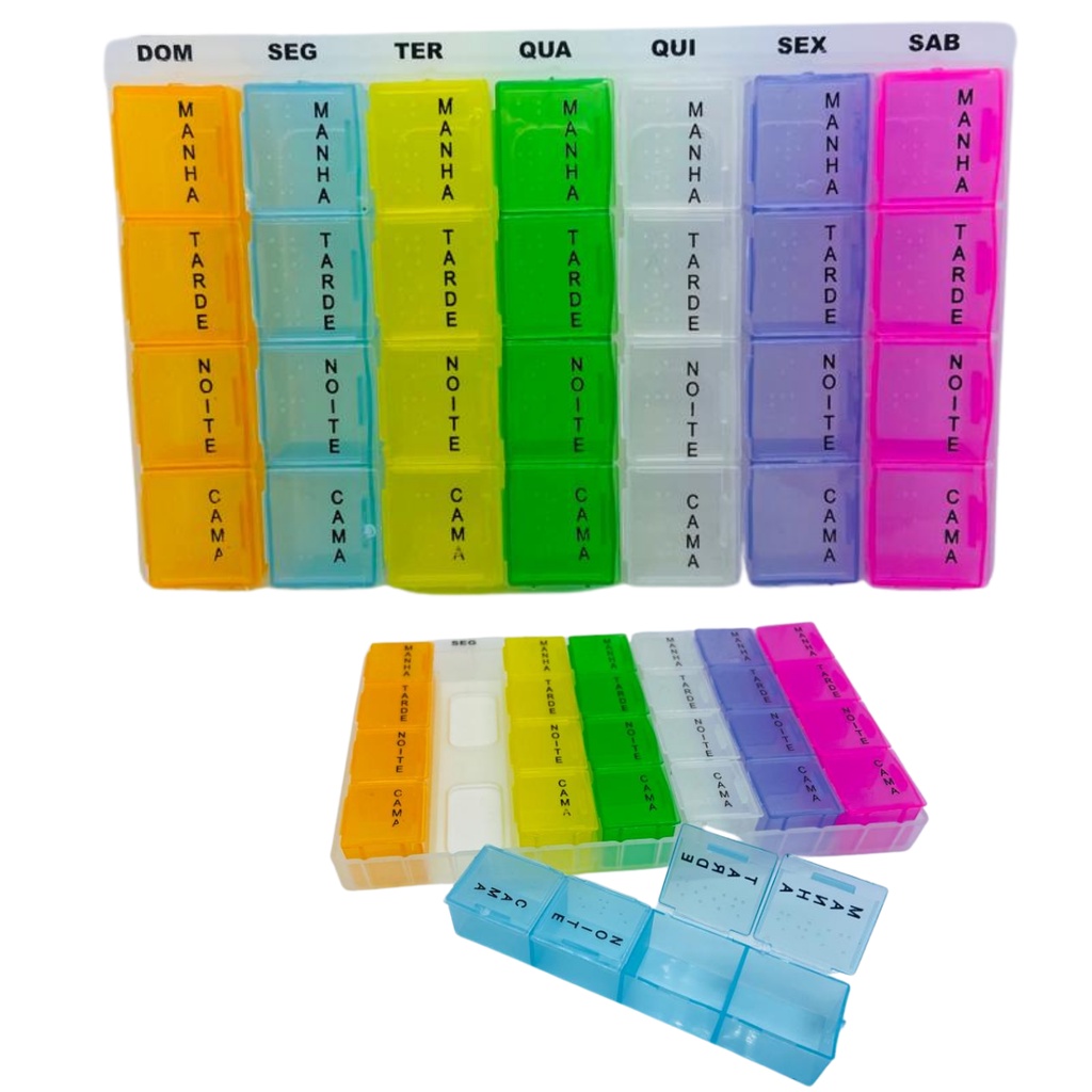 Porta comprimidos Organizador Remédio Mensal e Semanal Caixa Porta ...