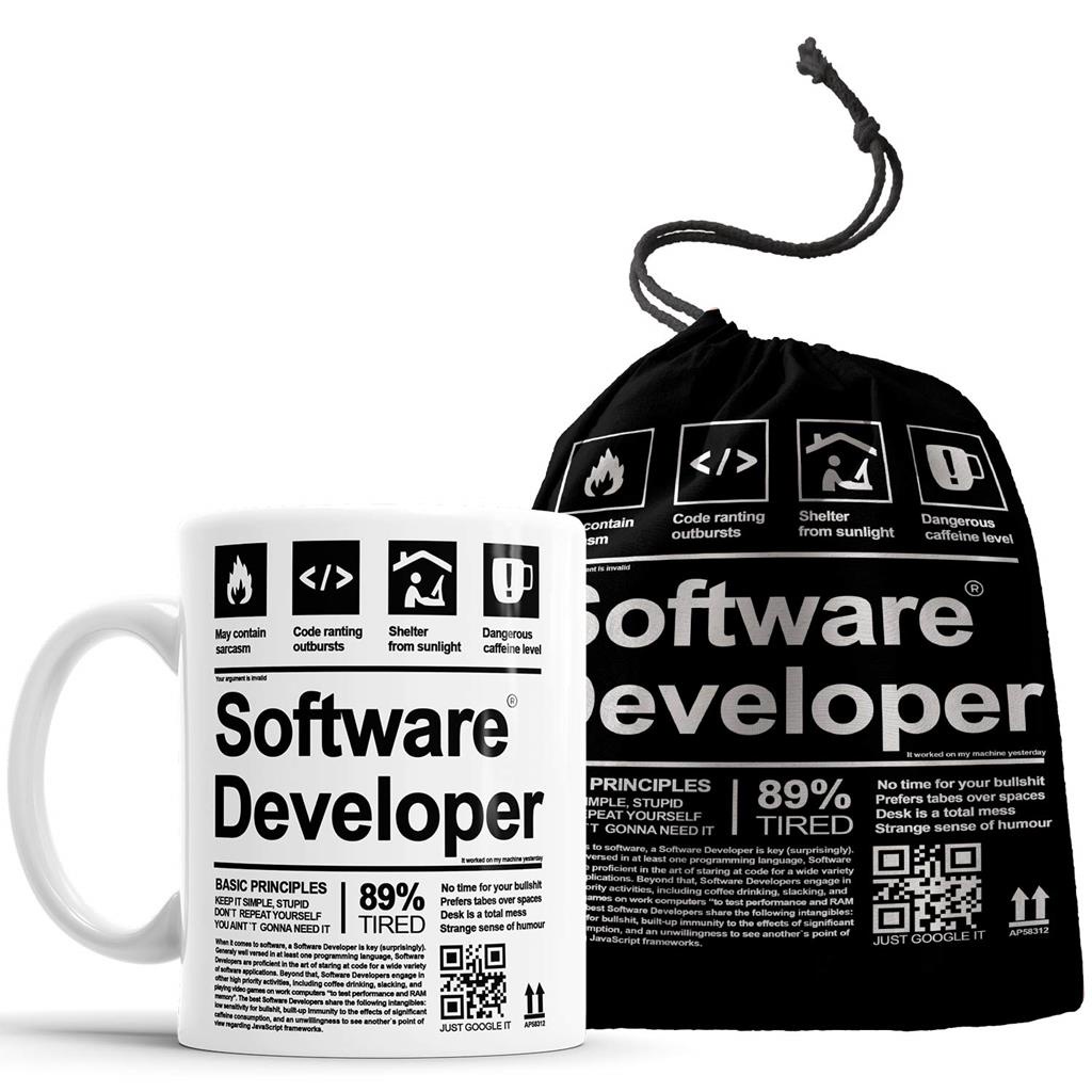 Caneca Desenvolvedor de Software com saquinho | Shopee Brasil