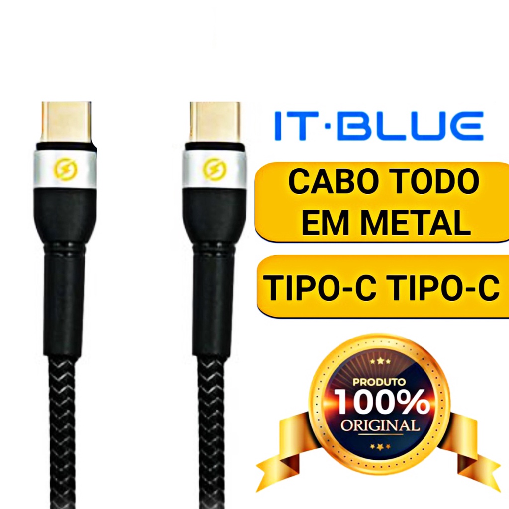 Cabo USB-C Tipo c Tipo c Reforçado de Metal Turbo Qualidade Premium ...