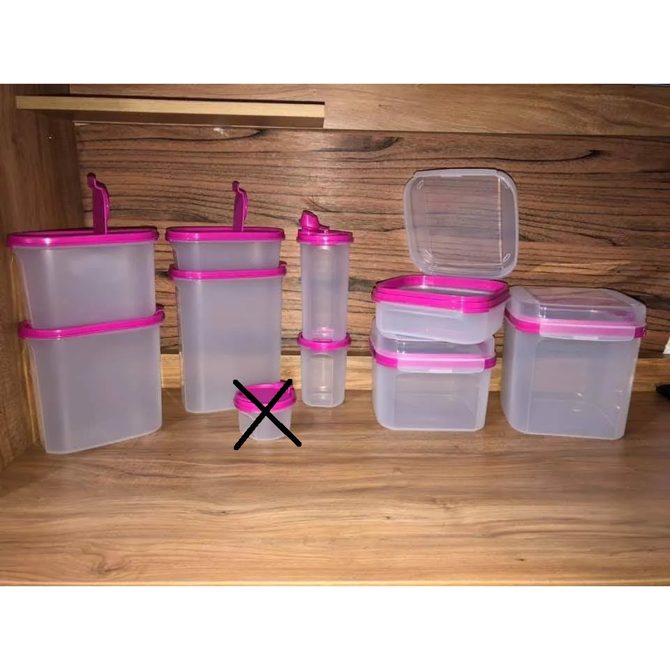 Tupperware Kit De Modulares 09 Peças Transparente Com Rosa | Shopee Brasil