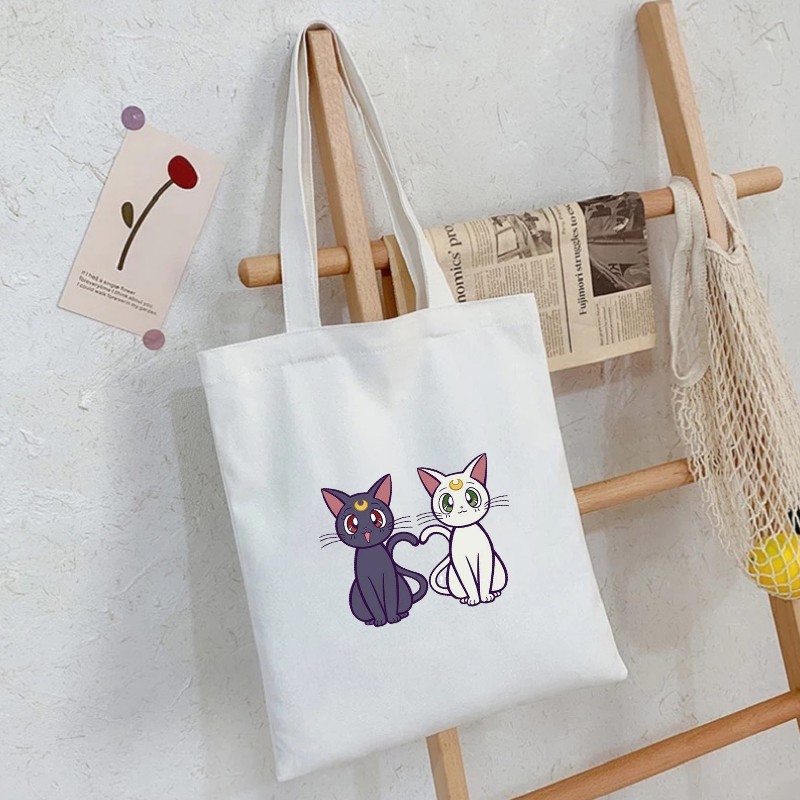 bolsa sacola com ziper ecobag gatinhos | Shopee Brasil