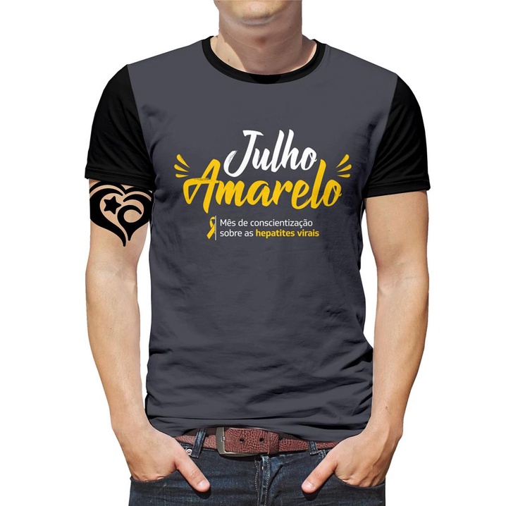 Camiseta Julho Amarelo Masculina Blusa Cinza | Shopee Brasil
