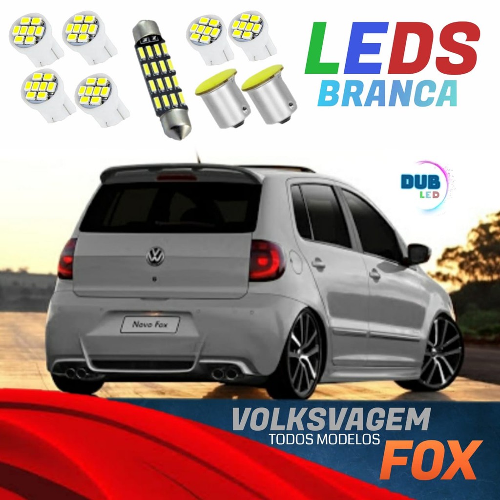 Kit Led Vw Fox Led Farolete Teto Placa Re Led T10 Super Branca | Shopee ...