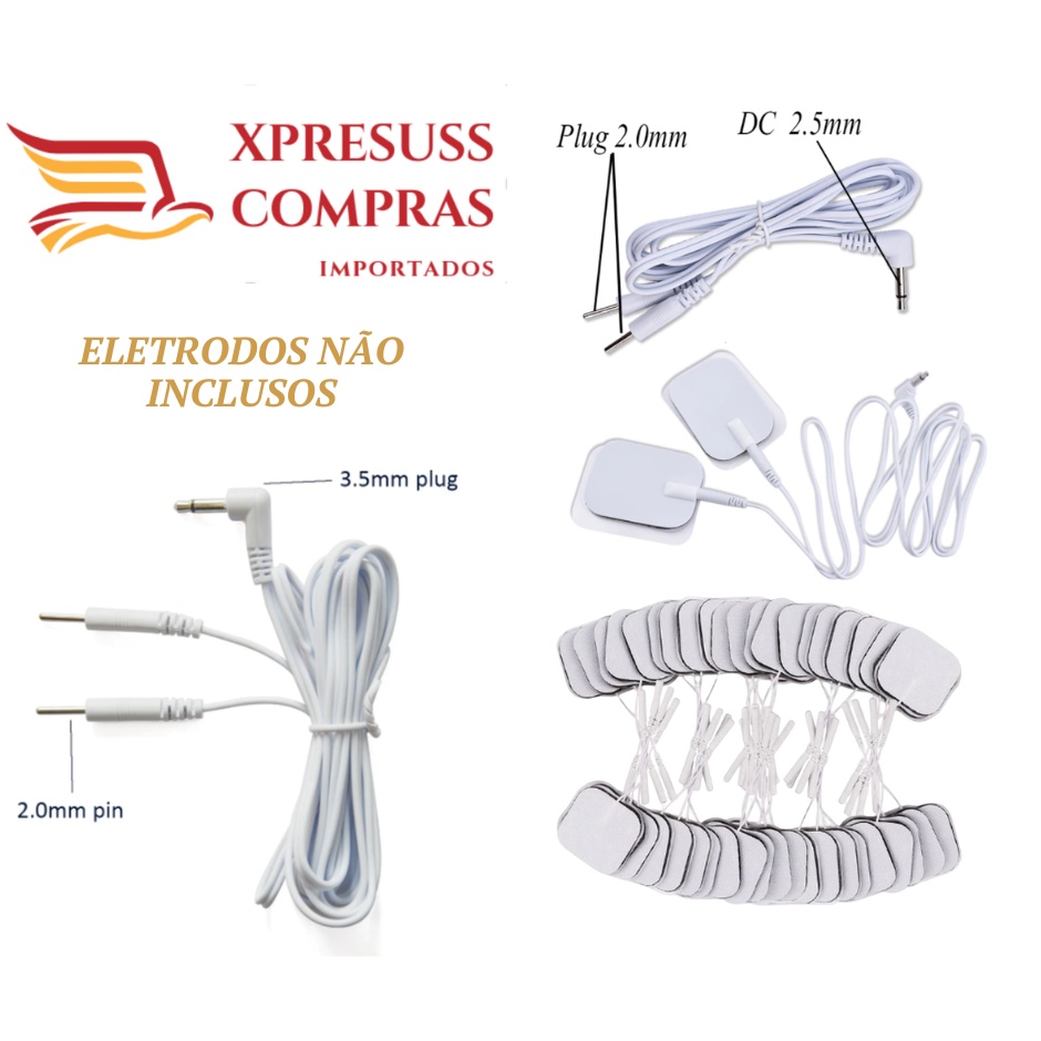 Cabo Eletrodo Aparelho Tens 2 Vias Plug 3.5mm Plug 2.5mm Pinos 2mm ...