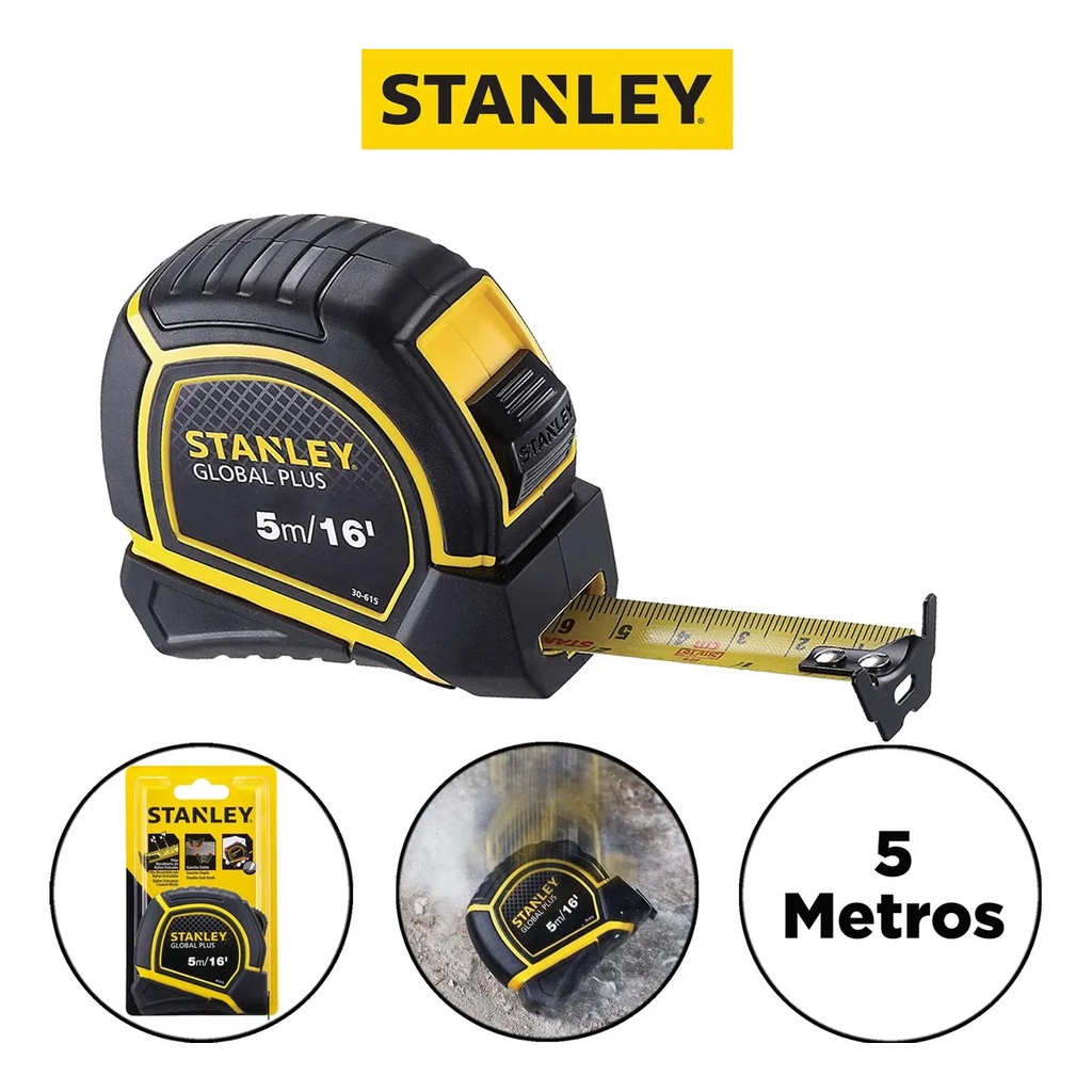 Trena 5 Metros Profissional Emborrachada Com Trava Stanley | Shopee Brasil
