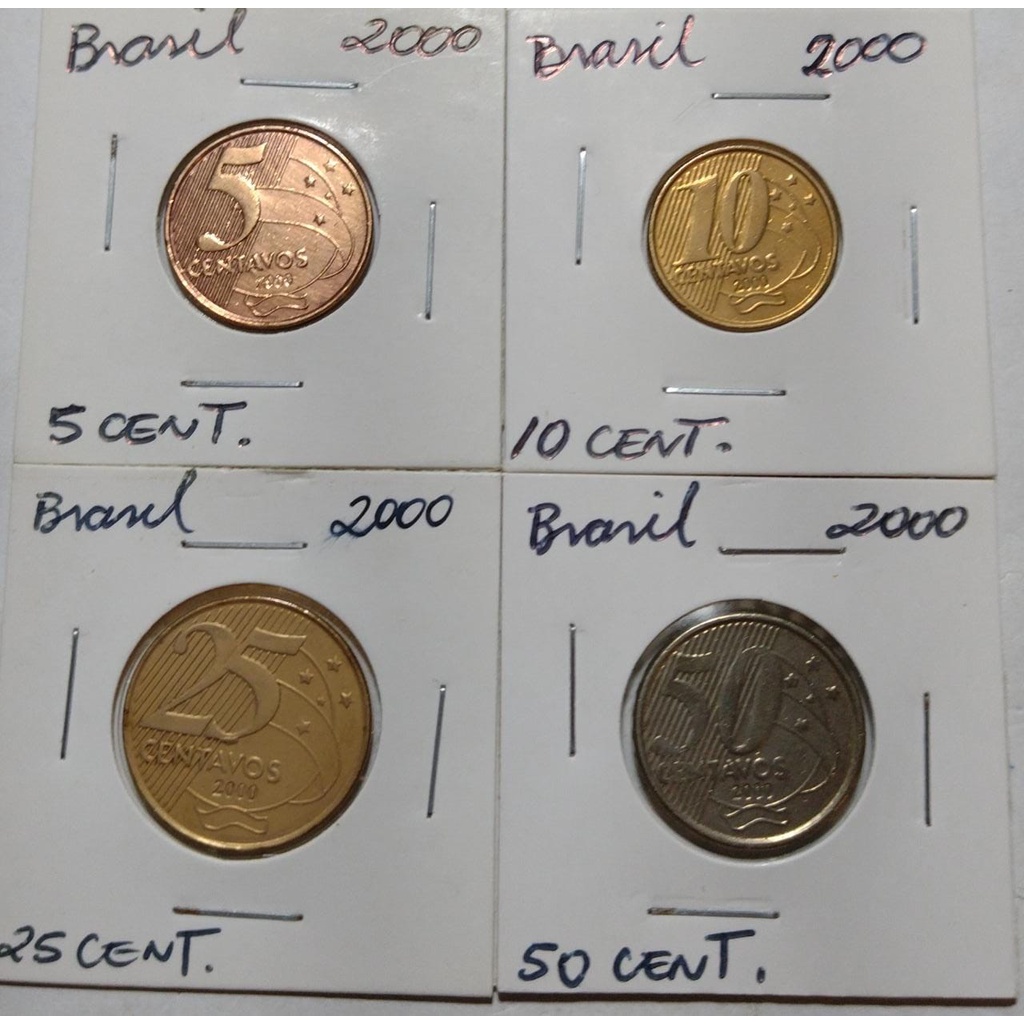 SERIE 4 MOEDAS DO BRASIL ANO 2000 - Y5110 | Shopee Brasil
