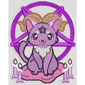 Cat gato pentagrama cut satan kawaii bordado patch termocolante ...