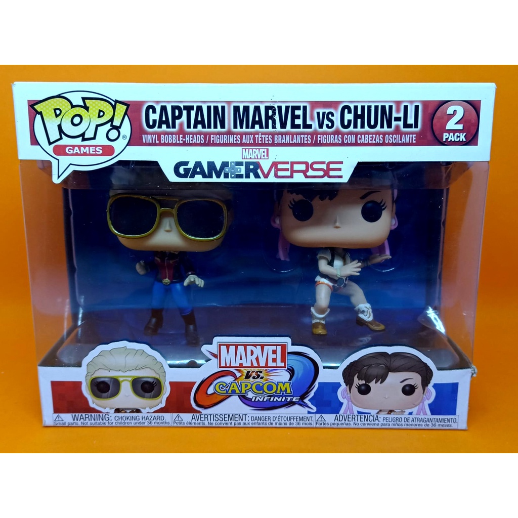 Funko Pop Captain Marvel Vs. Chun Li Pack 2 - Gamer Verse Marvel ...