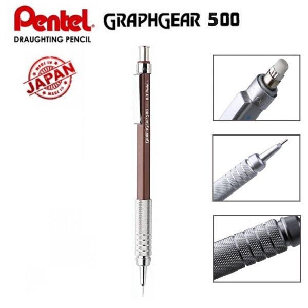 Lapiseira Pentel Graphgear 500 0,3mm Made in Japan | Shopee Brasil